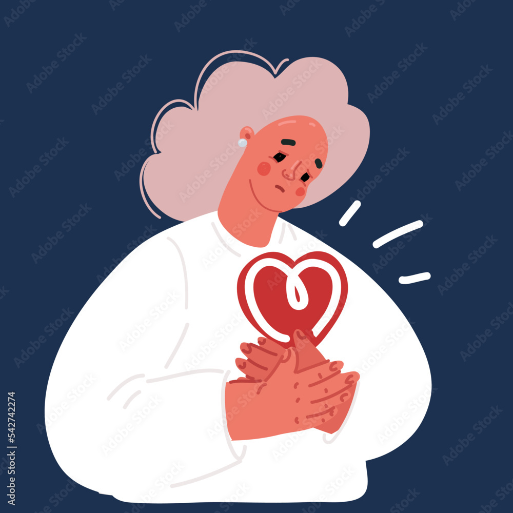 Cartoon vector illustration of Woman Have Chest Pain, Heart Disease ...