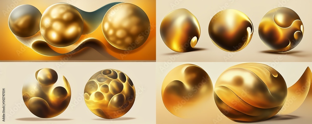 Golden metaball shape. Morphing metallic blob. Vector 3d illustration ...
