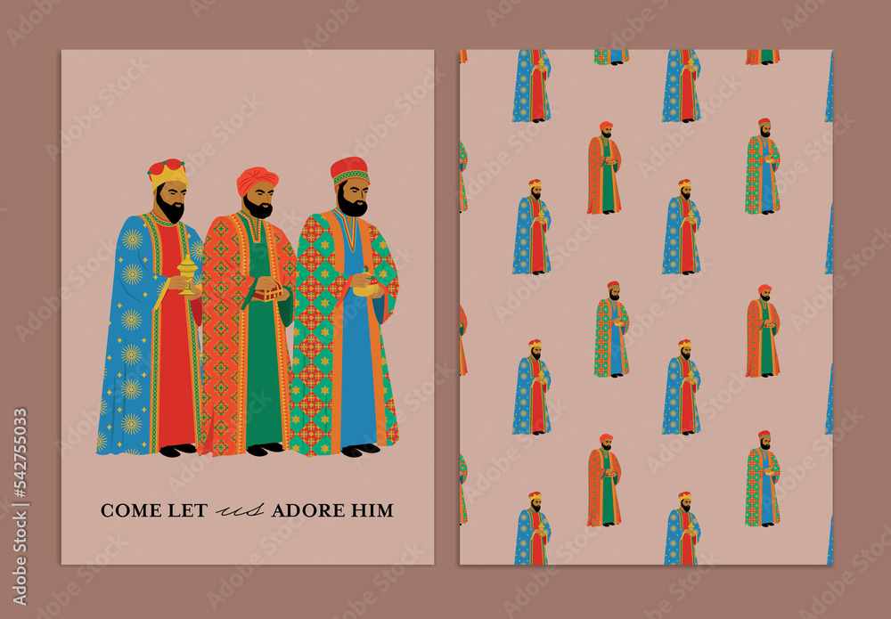 Three Wisemen Christmas Card Design Stock Template | Adobe Stock
