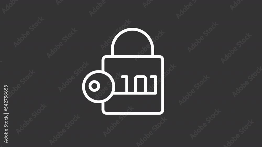 Animated decryption white line icon. Convert encoded data. Information conversion. Seamless loop ...