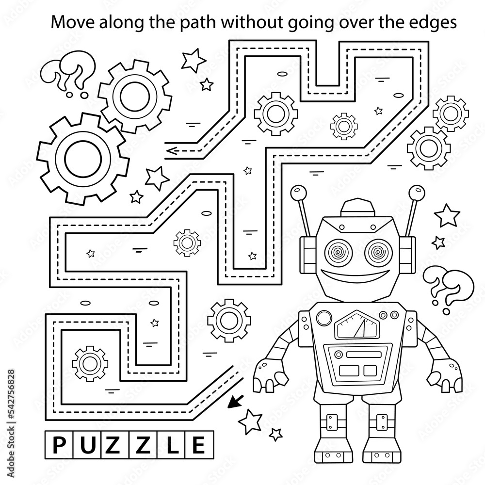 Handwriting practice sheet. Simple educational game or maze. Coloring ...