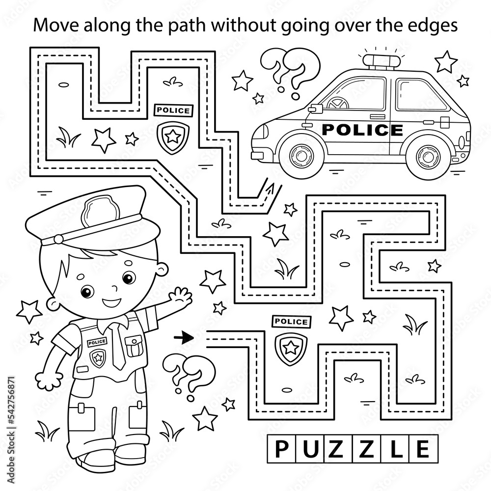 Handwriting practice sheet. Simple educational game or maze. Coloring ...