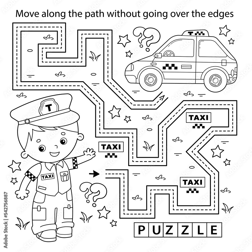 Handwriting practice sheet. Simple educational game or maze. Coloring ...