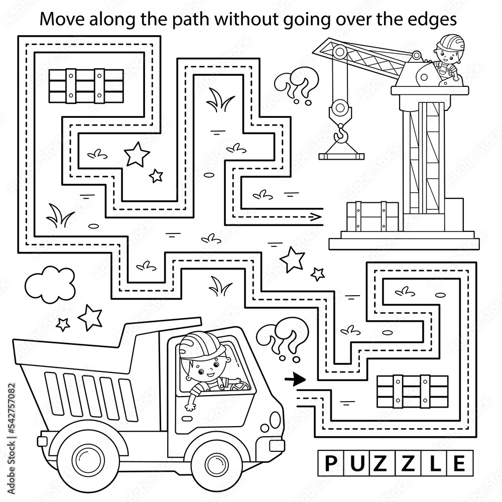 Handwriting practice sheet. Simple educational game or maze. Coloring ...