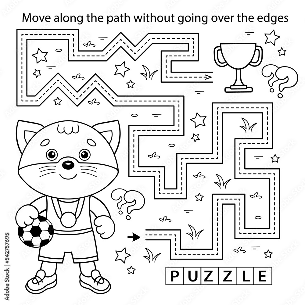 Handwriting practice sheet. Simple educational game or maze. Coloring ...