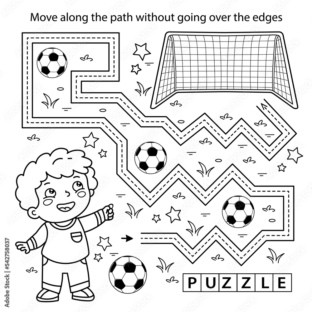 Handwriting practice sheet. Simple educational game or maze. Coloring ...