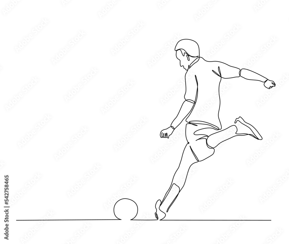 Continuous one line drawing of soccer player. Abstract football player ...