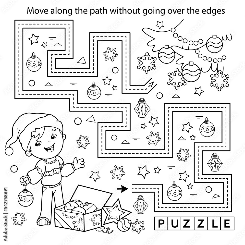 Handwriting practice sheet. Simple educational game or maze. Coloring ...