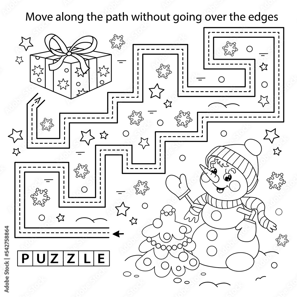 Handwriting practice sheet. Simple educational game or maze. Coloring ...