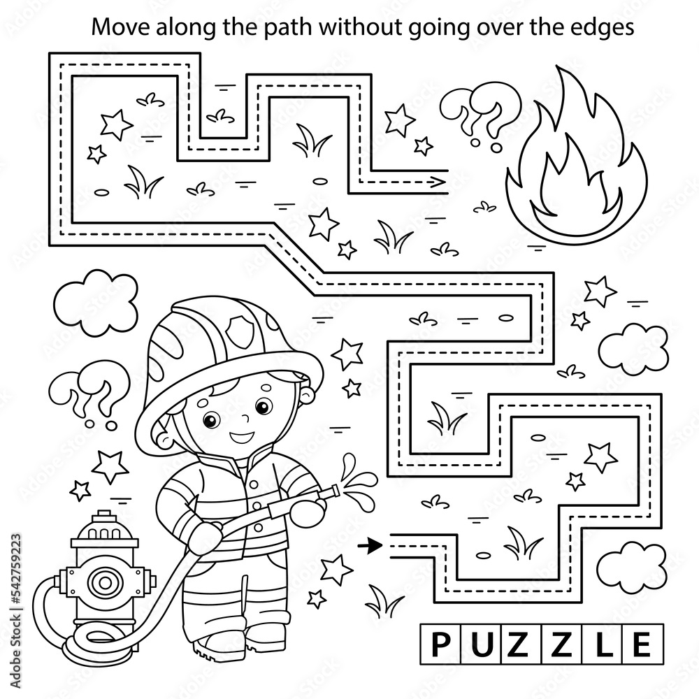 Handwriting practice sheet. Simple educational game or maze. Coloring ...
