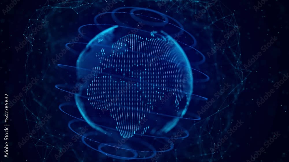 World map point and line composition concept of global business. Blue ...