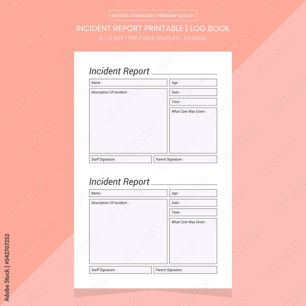 Incident Report Printable | Incident Report Book Journal | Notebook ...