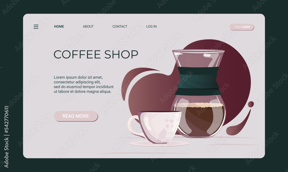 Coffee shop banner template, shop website, landing page background and ...