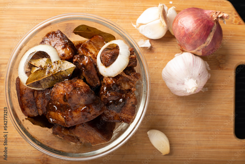 Pork Adobo with Garlic and Onion Stock Photo | Adobe Stock