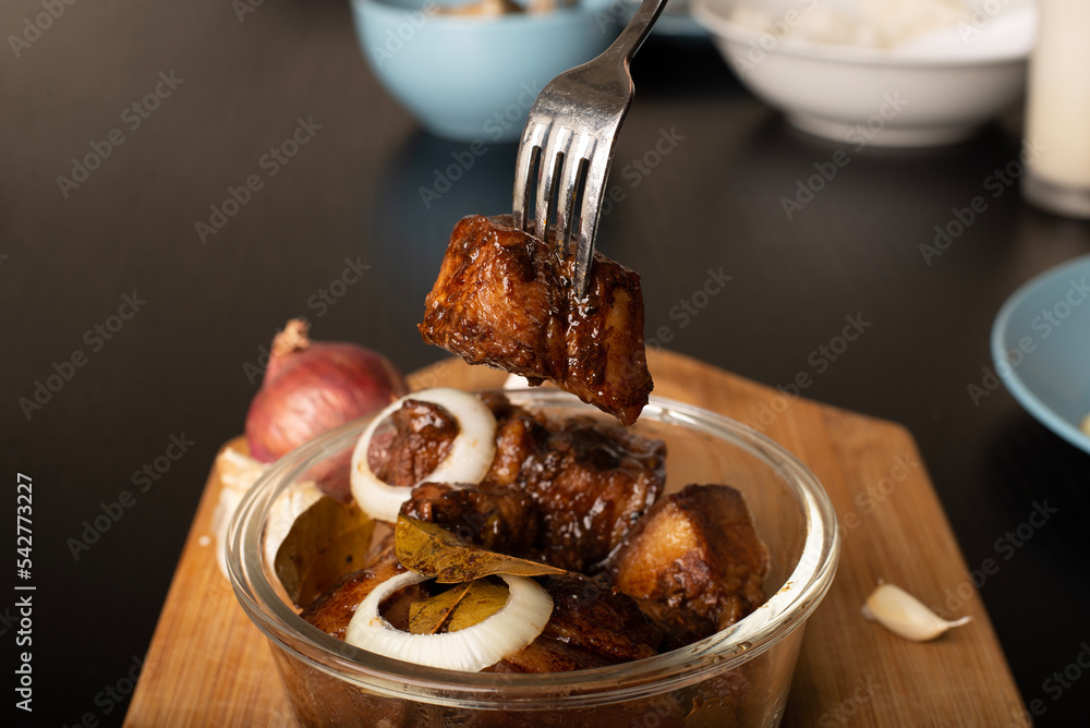 Pork Adobo with Garlic and Onion Stock Photo | Adobe Stock