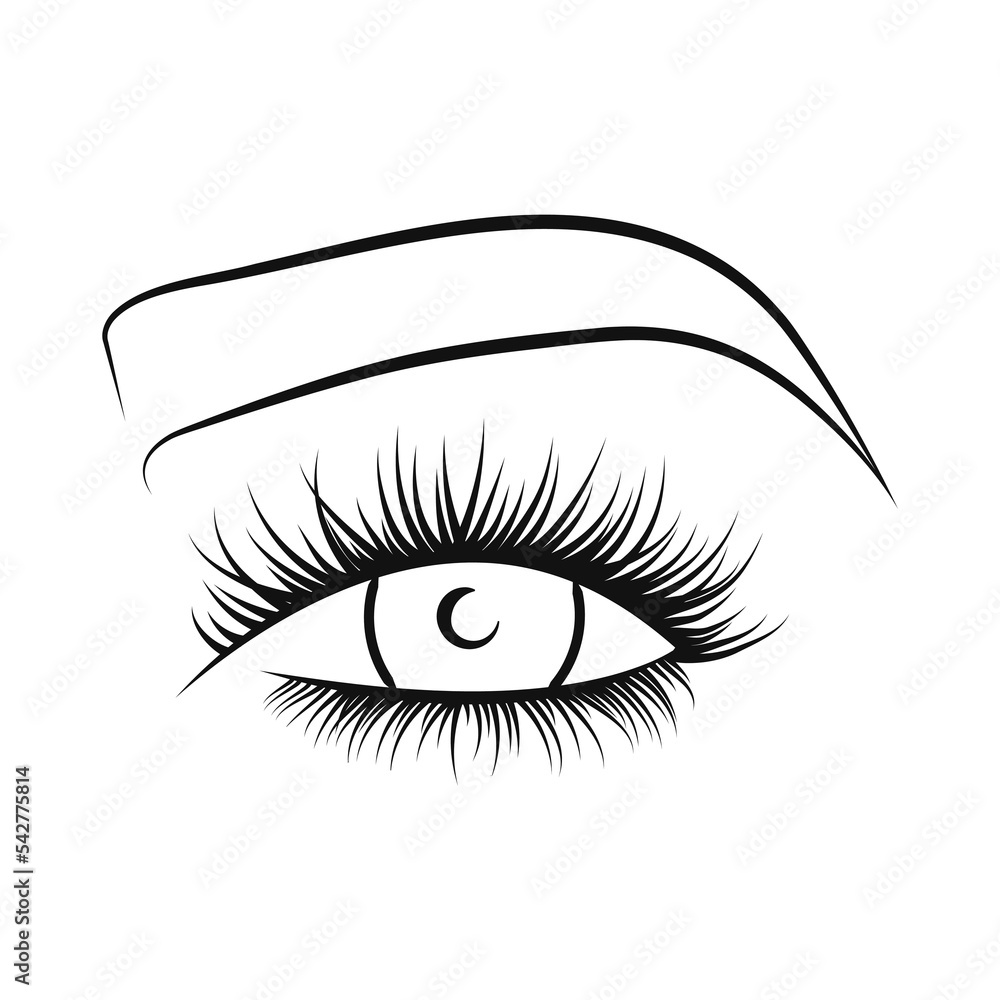 Female eye, line art, one line drawing. Stylish illustration Stock ...