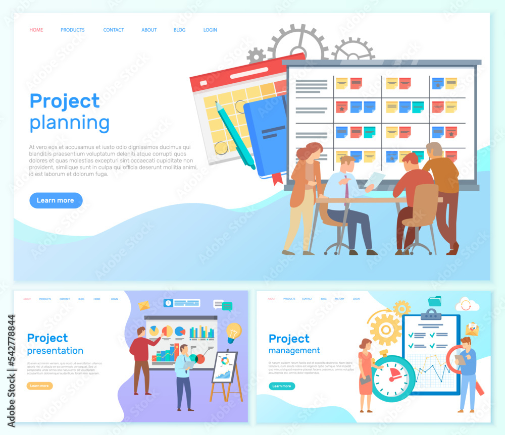 Team sticking notes on planning board, analyzing financial growth ...