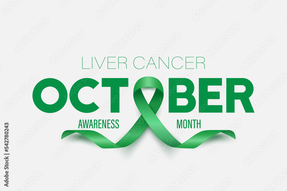 October. Liver Cancer Banner, Card, Placard with Vector 3d Realistic ...
