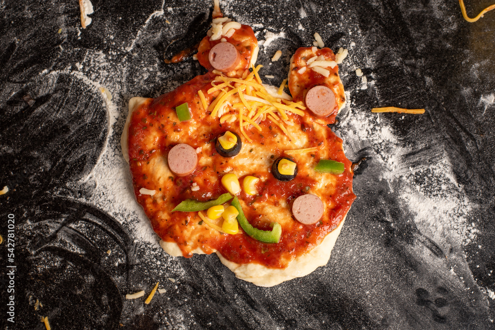 Pizza making activity with kids helps help fine motor skills Stock ...