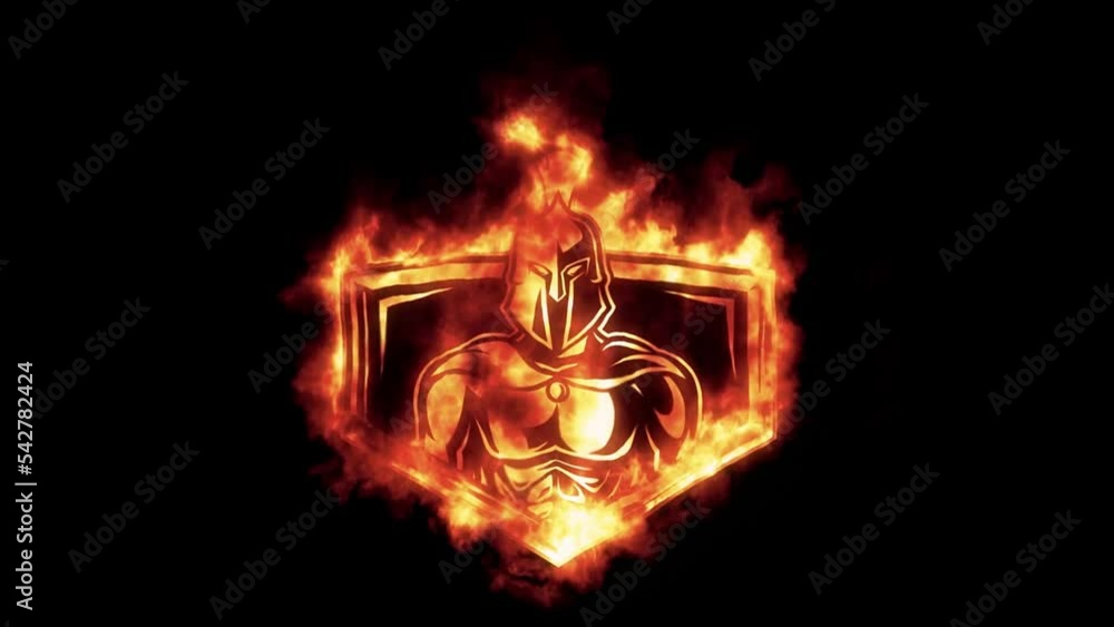 Fire Spartan Warrior Logo Looping Animation Graphic Element V2 Stock ...