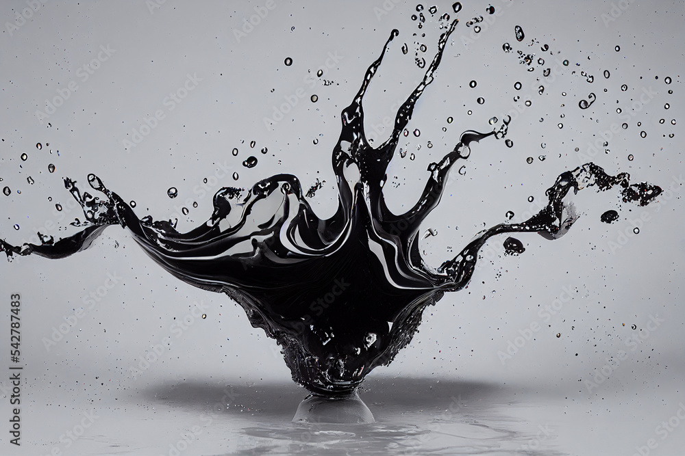 black ooze ink inky goo Color blobs water splash isolated on white ...