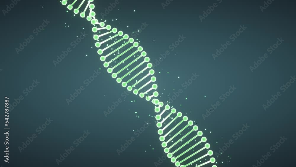 dna genetics rotating green background loop. Glowing dna with green ...
