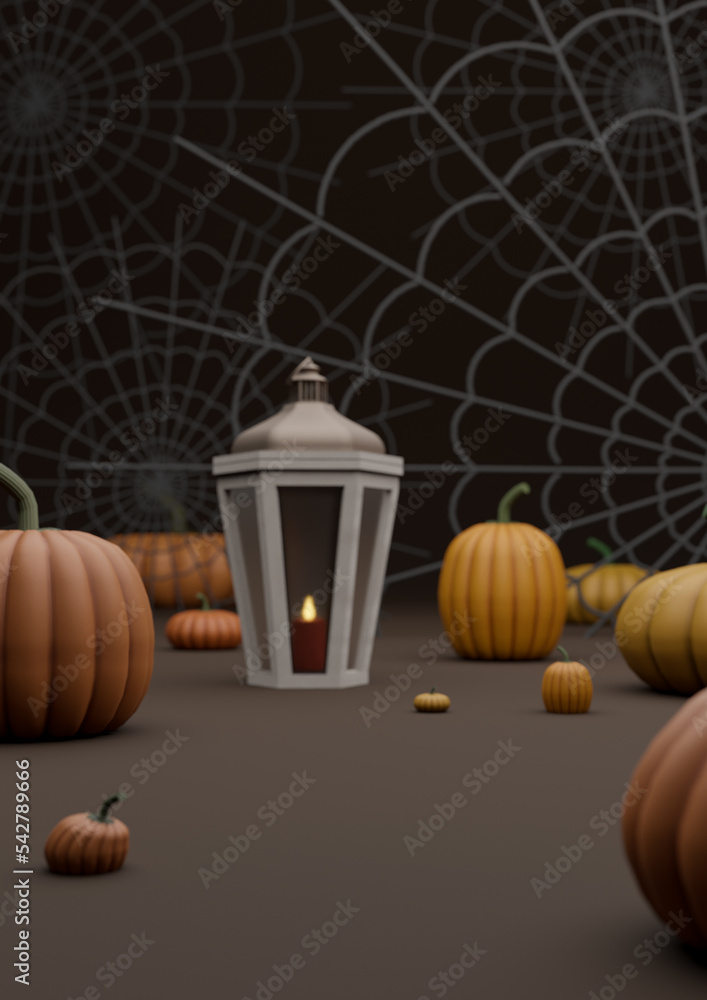 Dark brown 3D illustration autumn fall Halloween themed product display ...