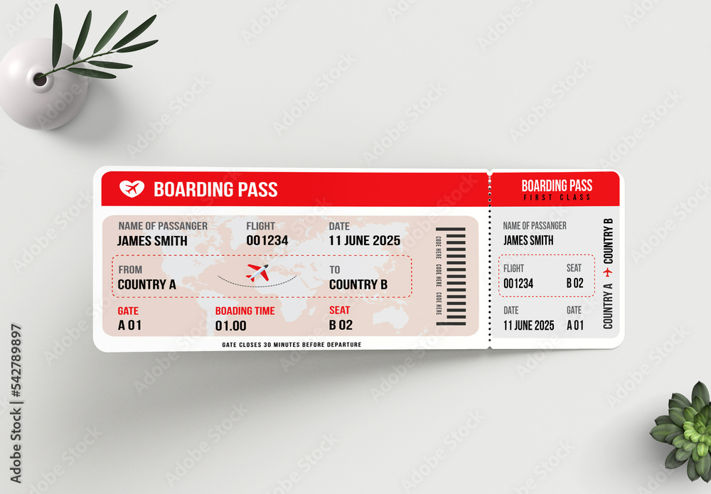 Travel Boarding Pass Stock Template | Adobe Stock