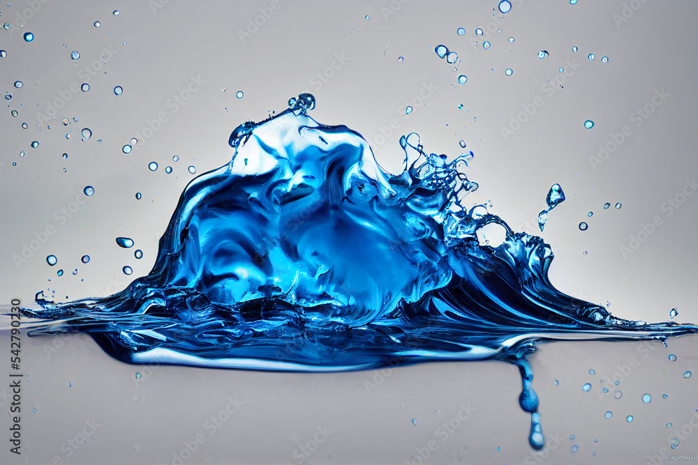 bright blue ooze ink inky goo Color blobs water splash isolated on ...