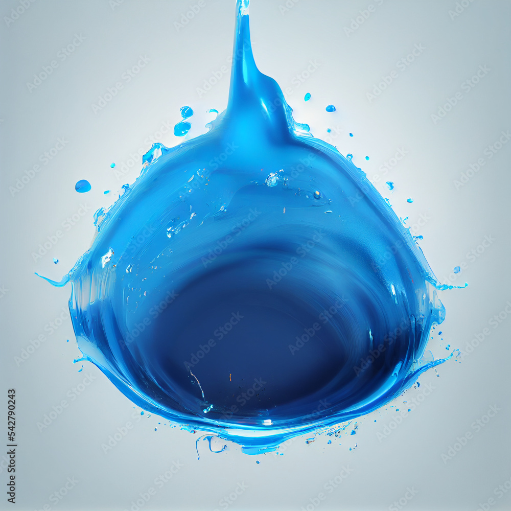 Color blobs water splash isolated on white, blue paint blob, colored ...