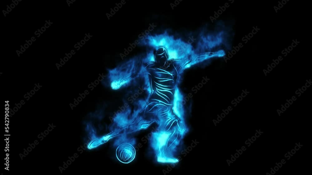Blue Fire Soccer Player Logo Looping Animation Graphic Element V2 Stock ...