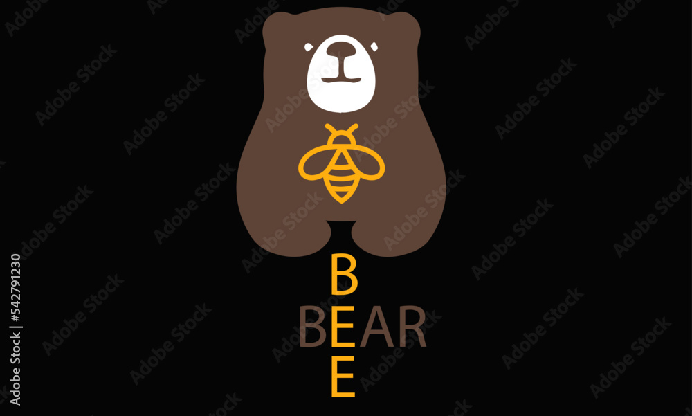 bee logo bear logo bee bear logo Stock Vector | Adobe Stock