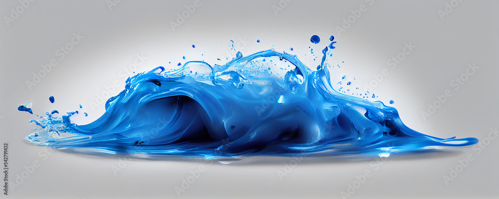 bright blue ooze ink inky goo Color blobs water splash isolated on ...