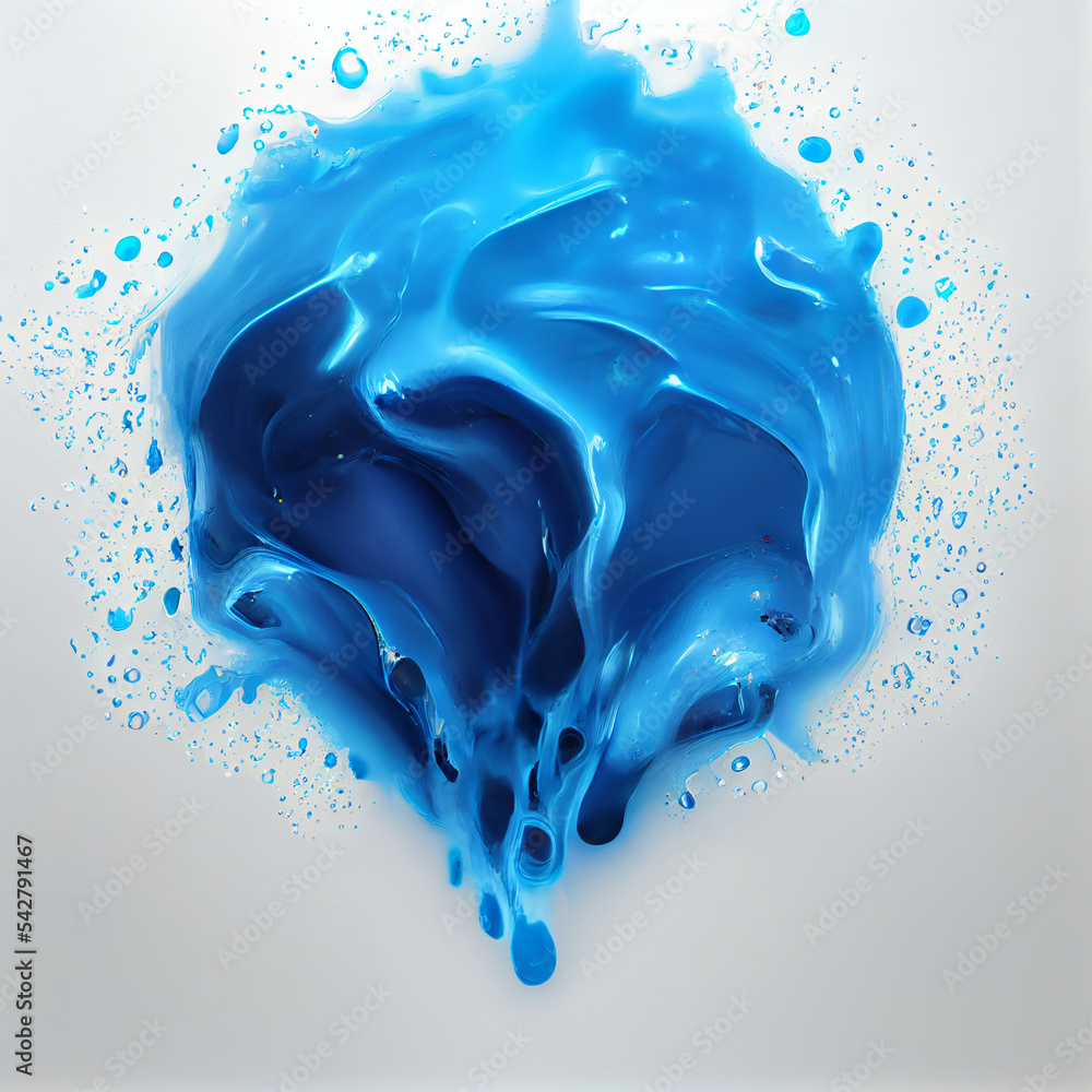bright blue ooze ink inky goo Color blobs water splash isolated on ...