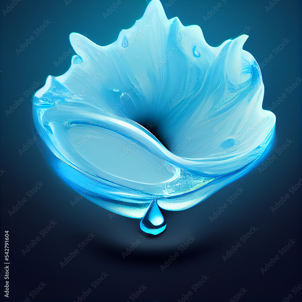 light blue ooze ink inky goo Color blobs water splash isolated on dark ...