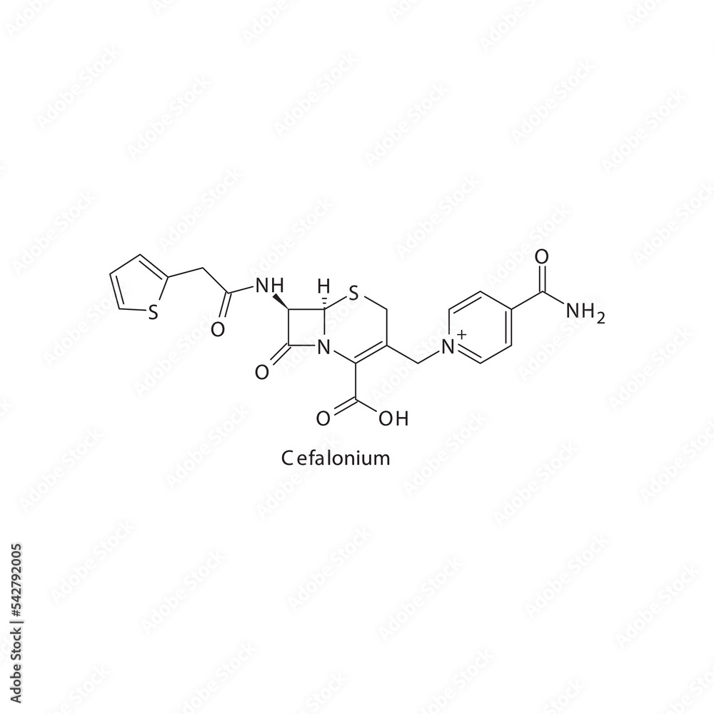 Cefalonium flat skeletal molecular structure 1st generation ...