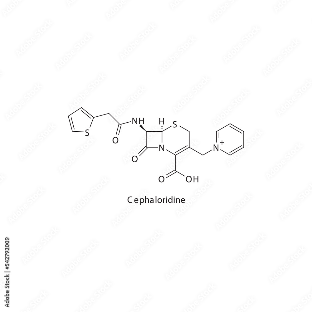 Cephaloridine flat skeletal molecular structure 1st generation ...