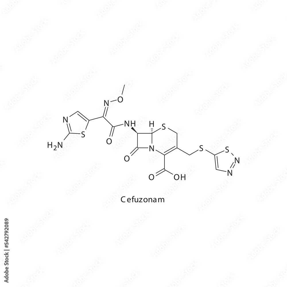 Cefuzonam flat skeletal molecular structure 2nd generation ...