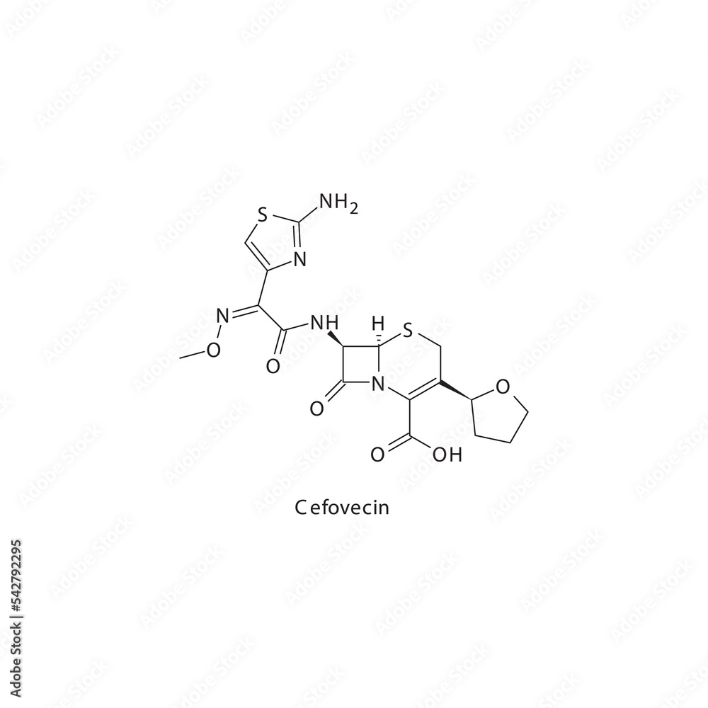 Cefovecin flat skeletal molecular structure 3rd generation ...