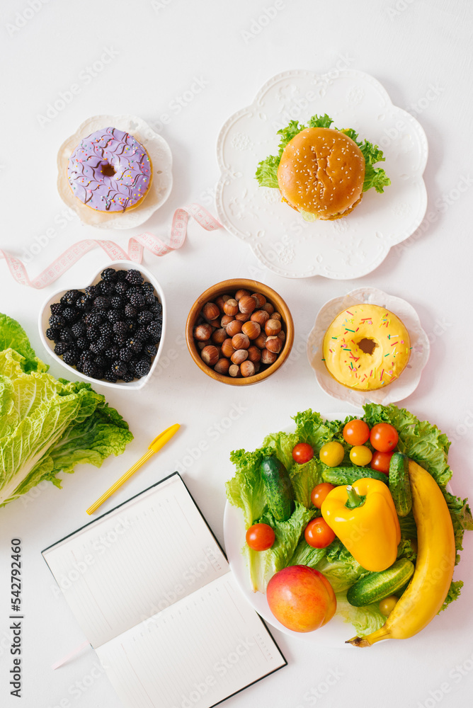 Foto de Healthy or unhealthy food. Conceptual photo of healthy and ...