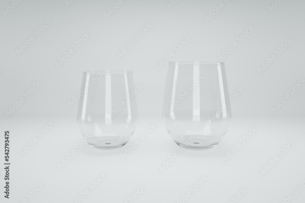 Rendering drink Glass cup isolated on white background with different ...