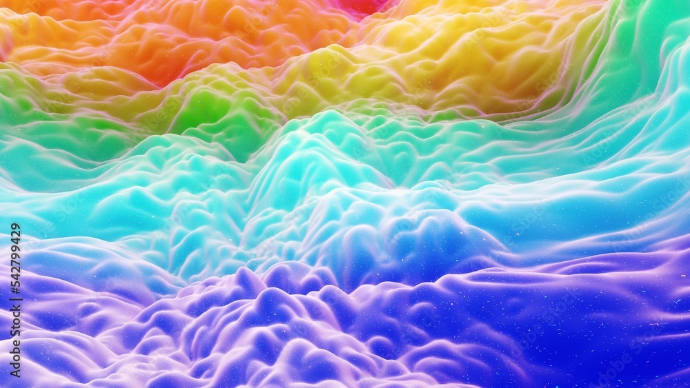 3d rendering. Beautiful abstract 3D background with gradient rainbow ...