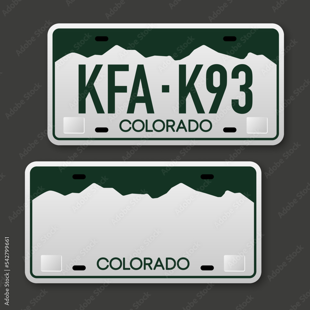Retro car plate for banner design. Colorado state. Isolated vector ...