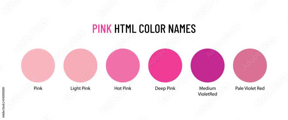 Pink HTML color names supported by modern browsers Stock Vector | Adobe ...