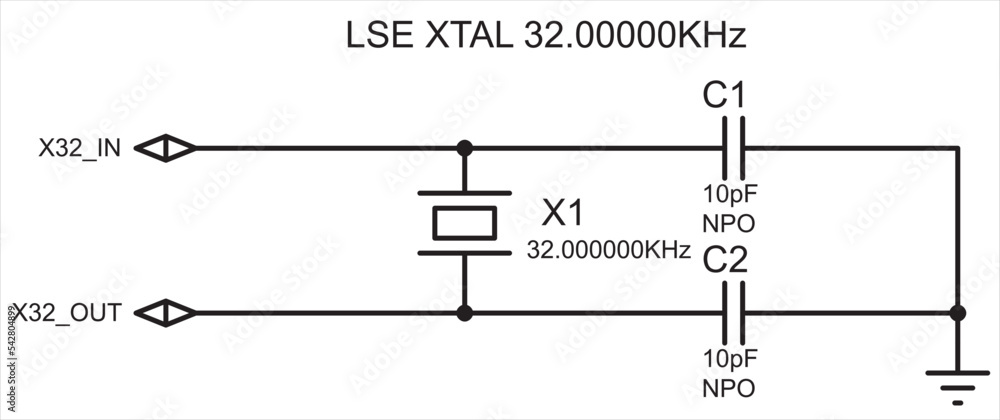 Vector schematic diagram of electrical circuit with quartz resonator ...