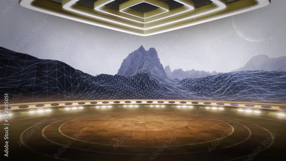 Futuristic, virtual studio, TV show background. A space concept, Ideal for science news, live ...