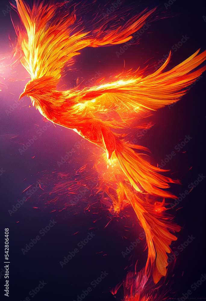 concept art illustration of rebirth of phoenix firebird Stock ...
