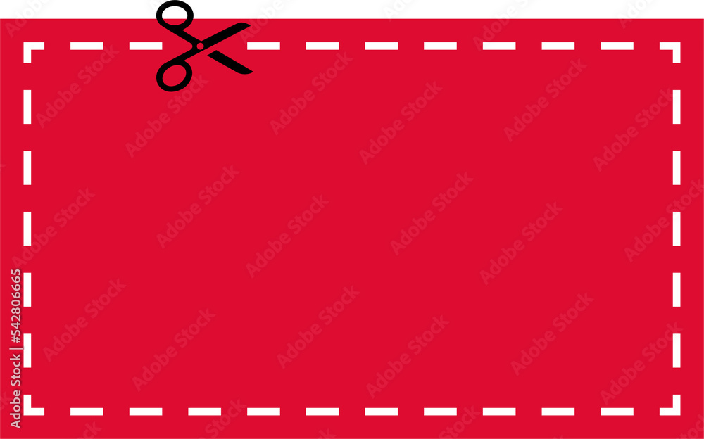 Coupon template. Dotted square with scissors. Coupon mockup with ...