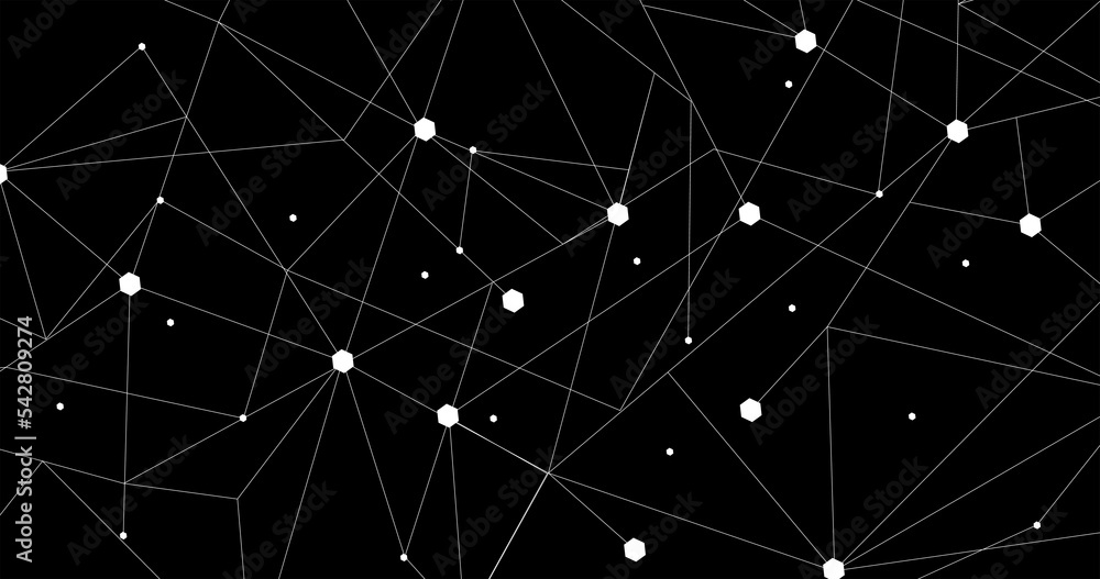 White network. Abstract connection on black background. Network ...