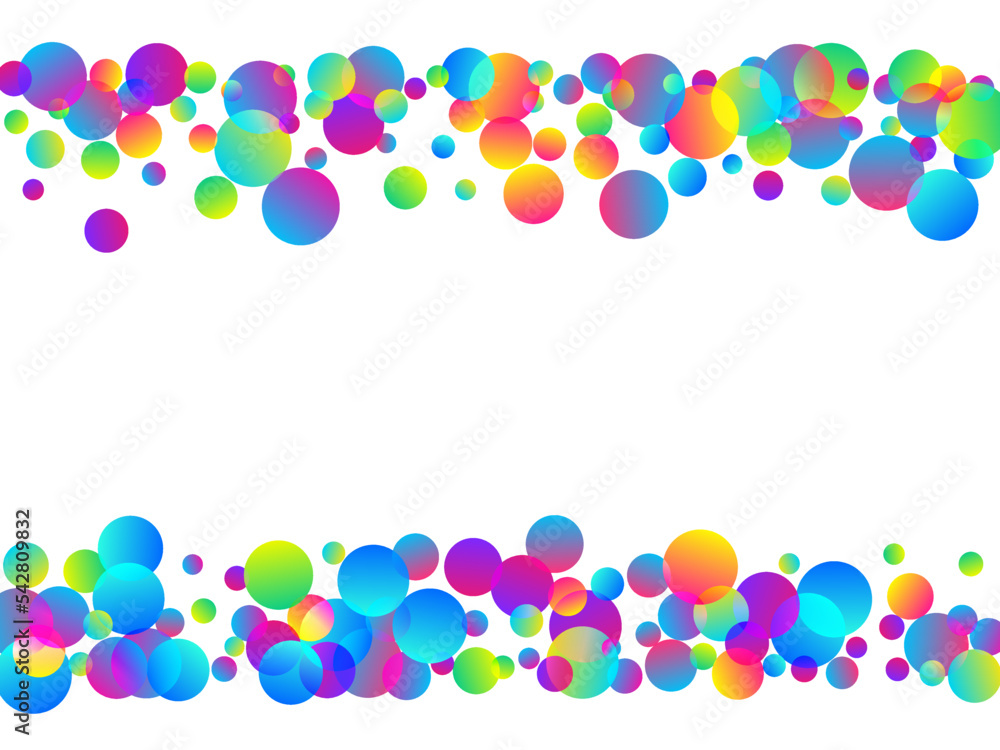 Decorative flying confetti scatter vector background. Rainbow round ...